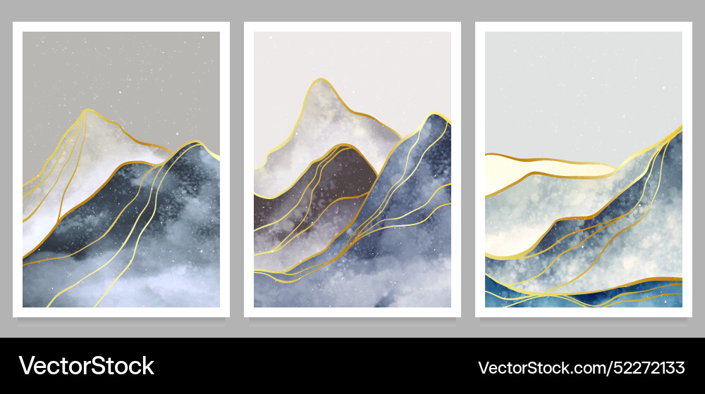 Set of natural abstract mountain landscape Vector Image