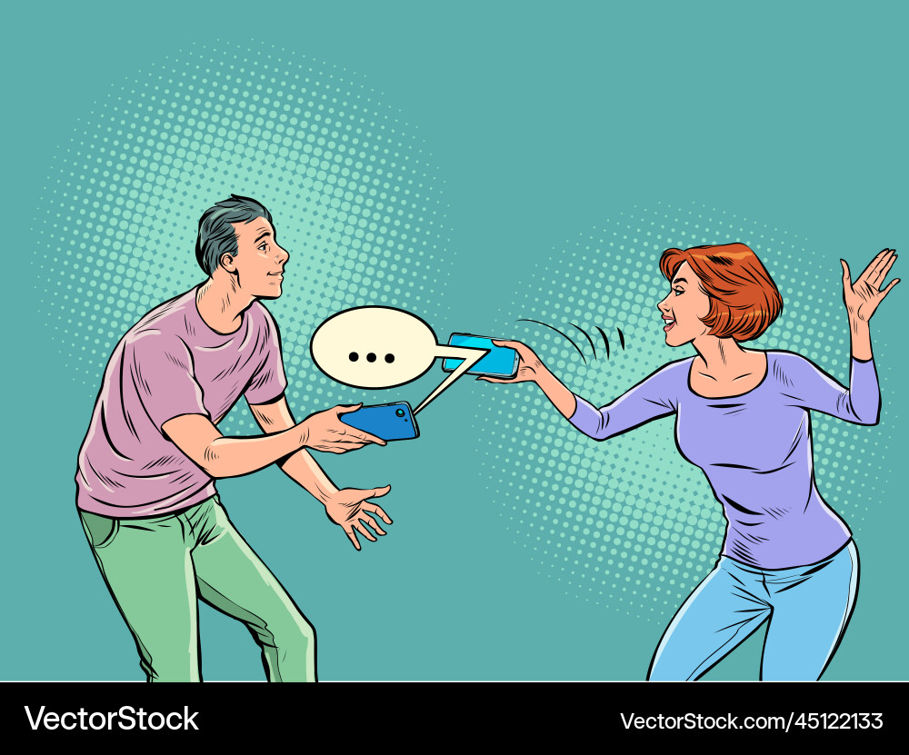 Two people husband and wife communicate Royalty Free Vector