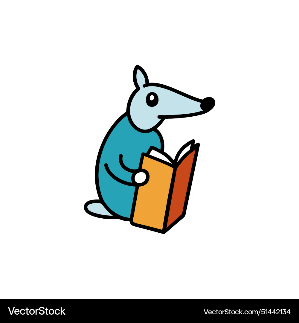 Anteater rodent reading icon Royalty Free Vector Image
