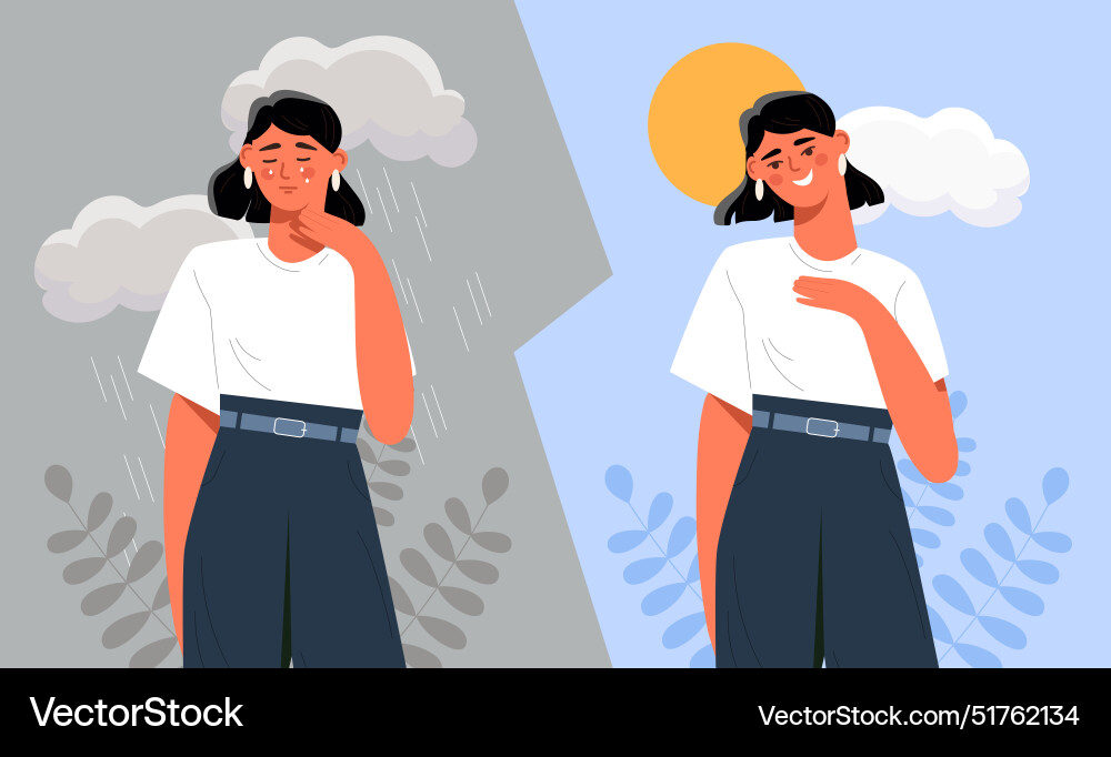 Bad and good mood Royalty Free Vector Image - VectorStock