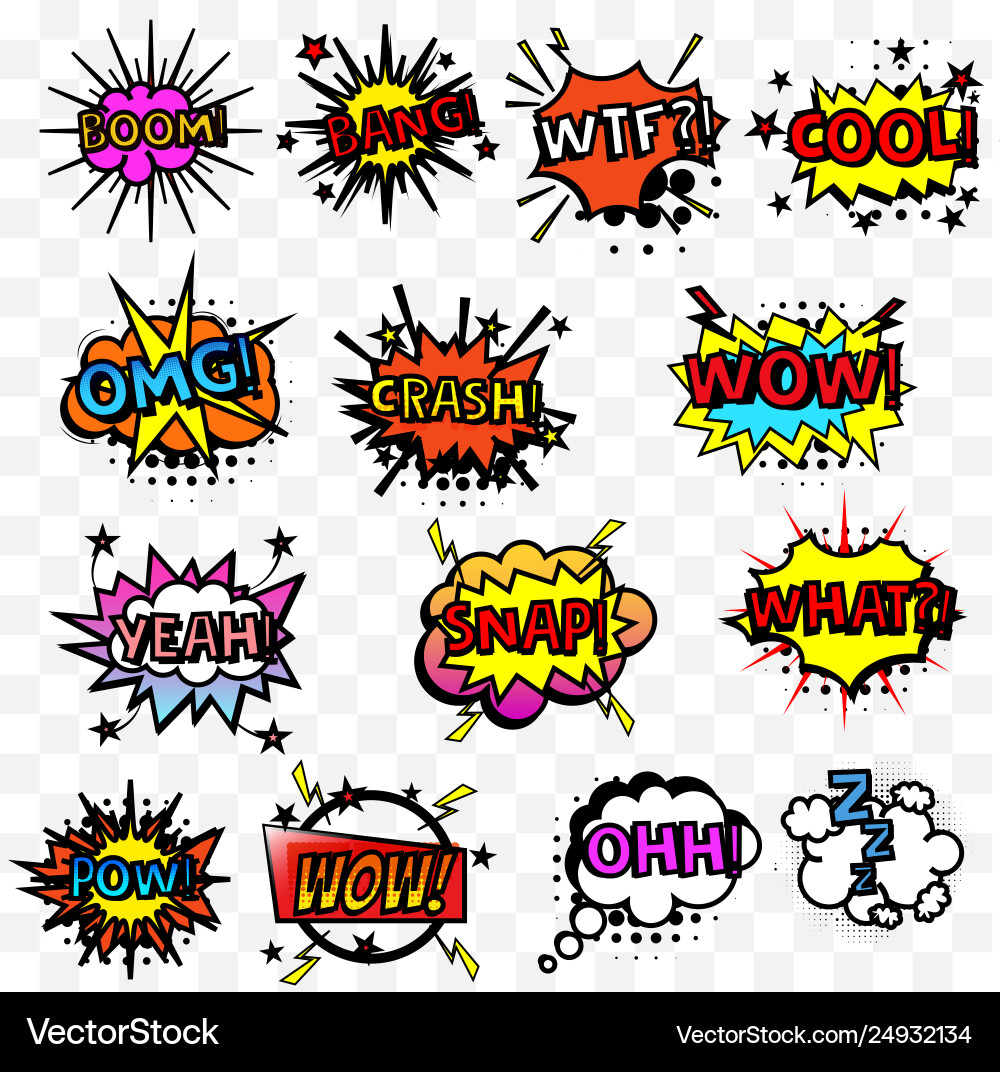 Comic speech sound replicas set Royalty Free Vector Image