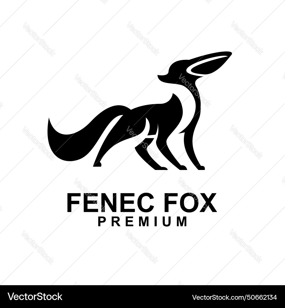 Fennec fox logo icon design negative black white Vector Image