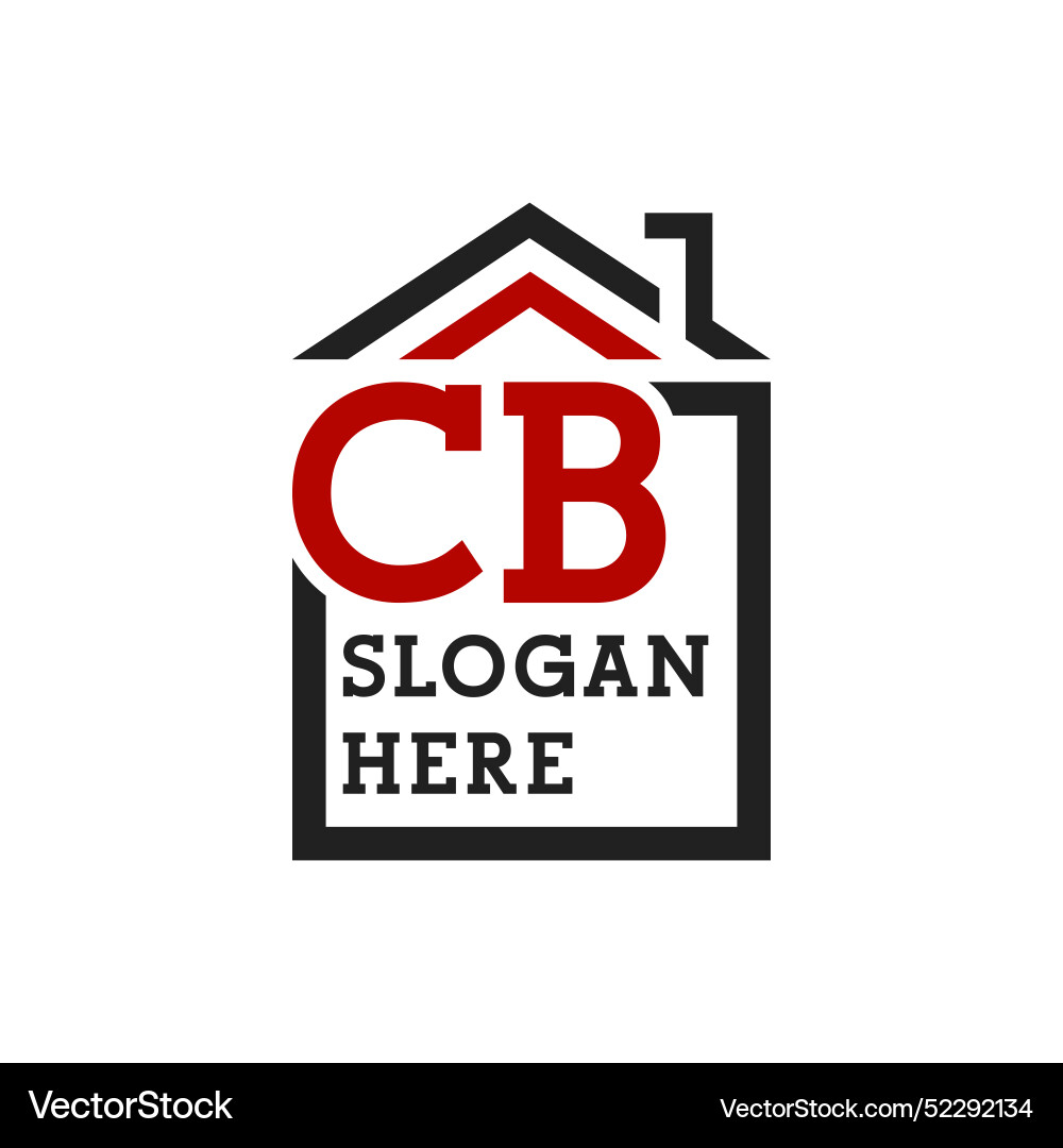 Initial cb house logo for roofing letter cb real Vector Image