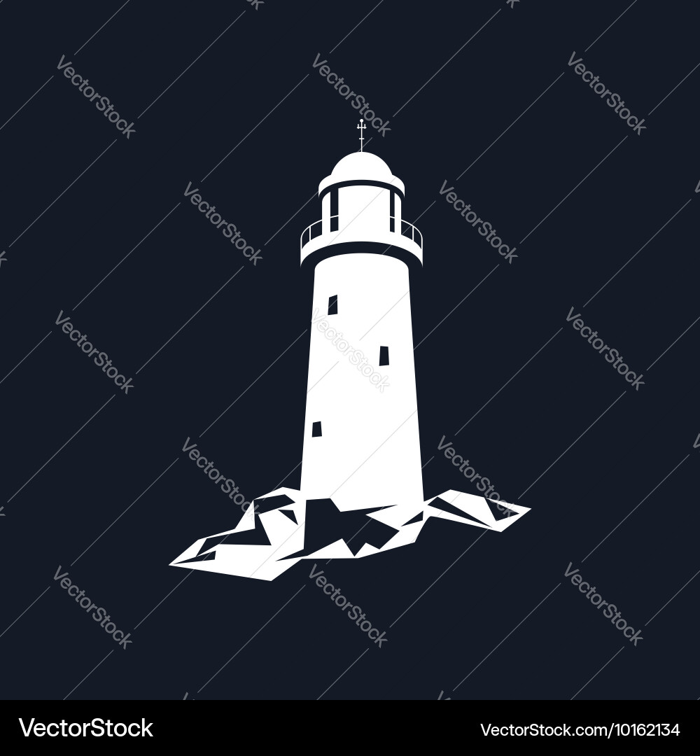 Isolated Lighthouse on Black Background Royalty Free Vector