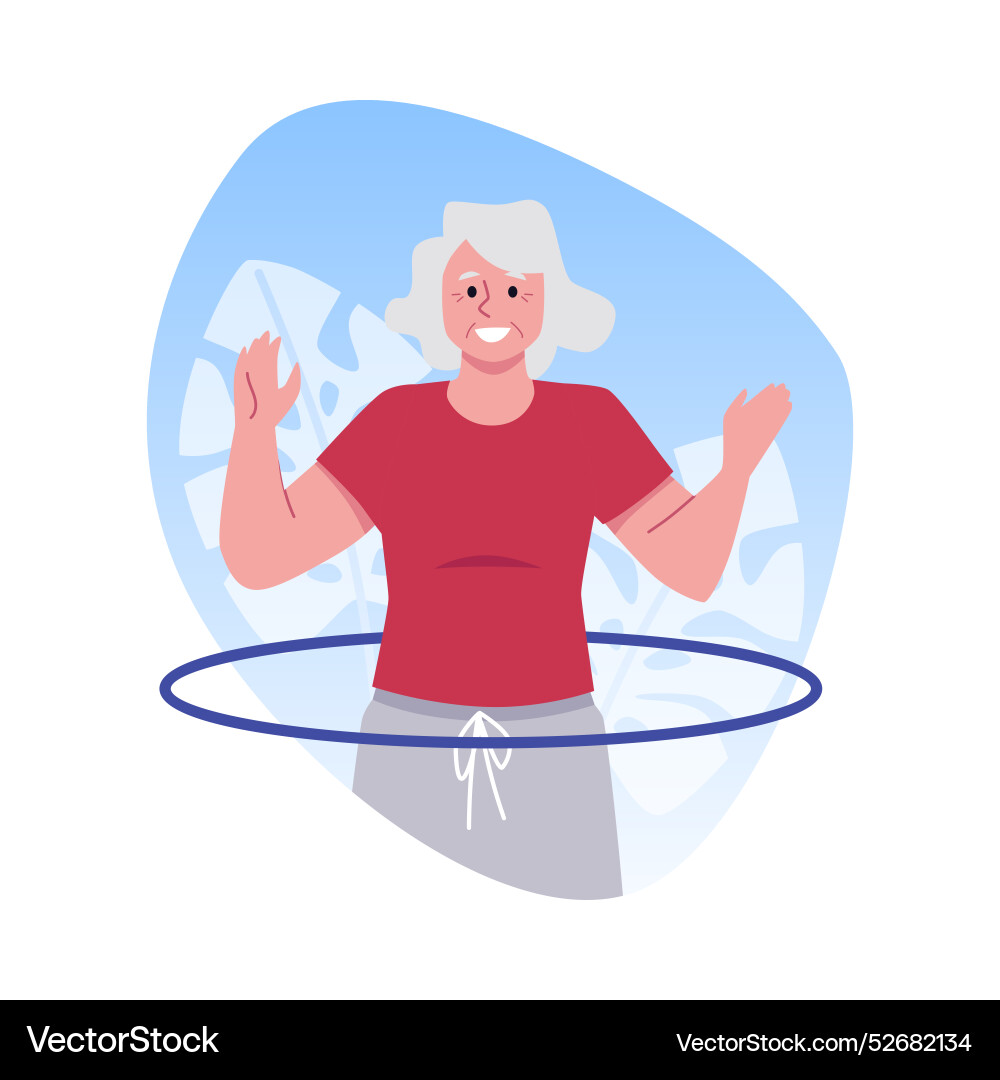Senior woman training with hoop active Royalty Free Vector