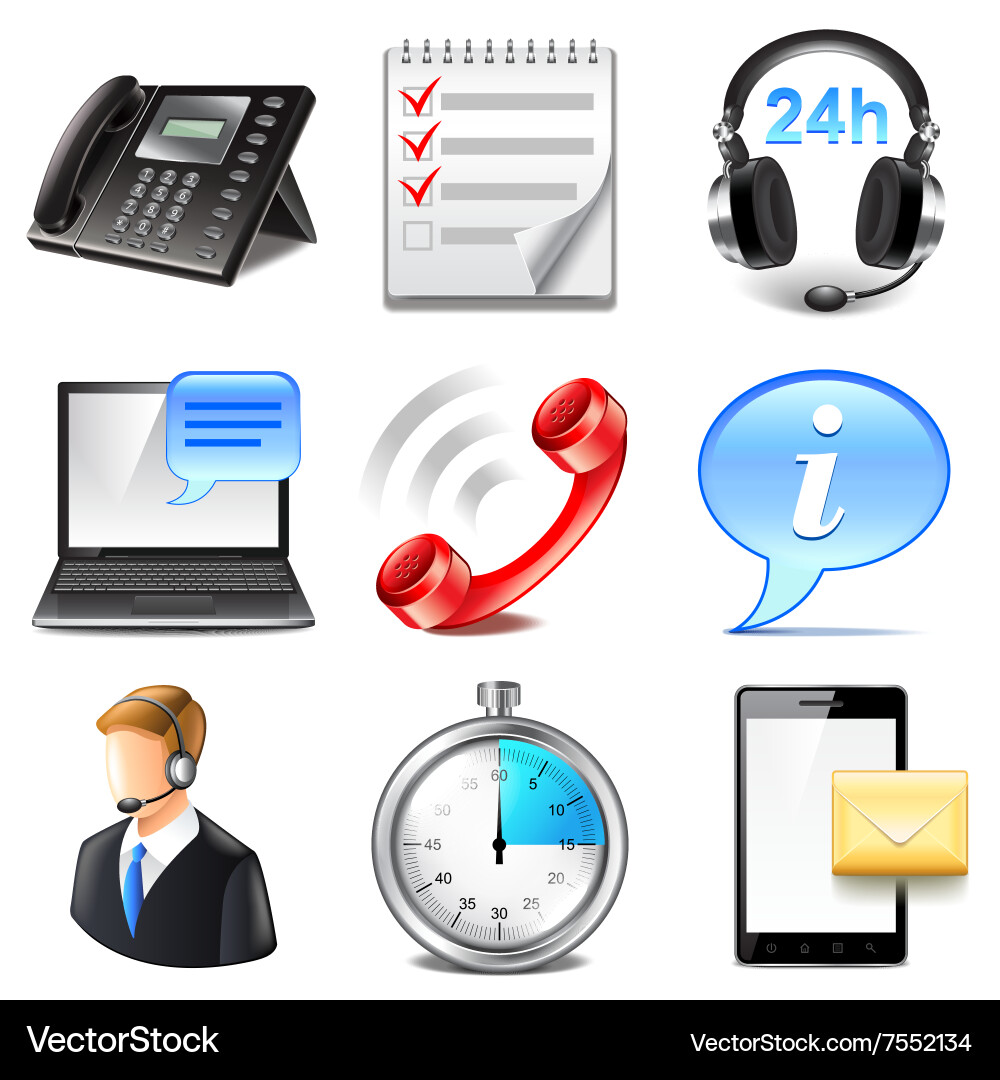 Support and information icons set Royalty Free Vector Image