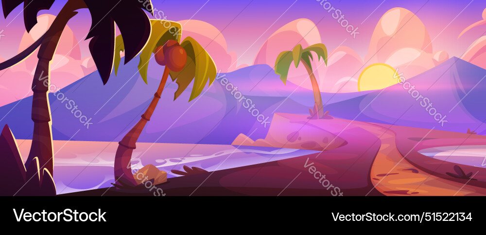 Tropical lagoon landscape on sunset or sunrise Vector Image