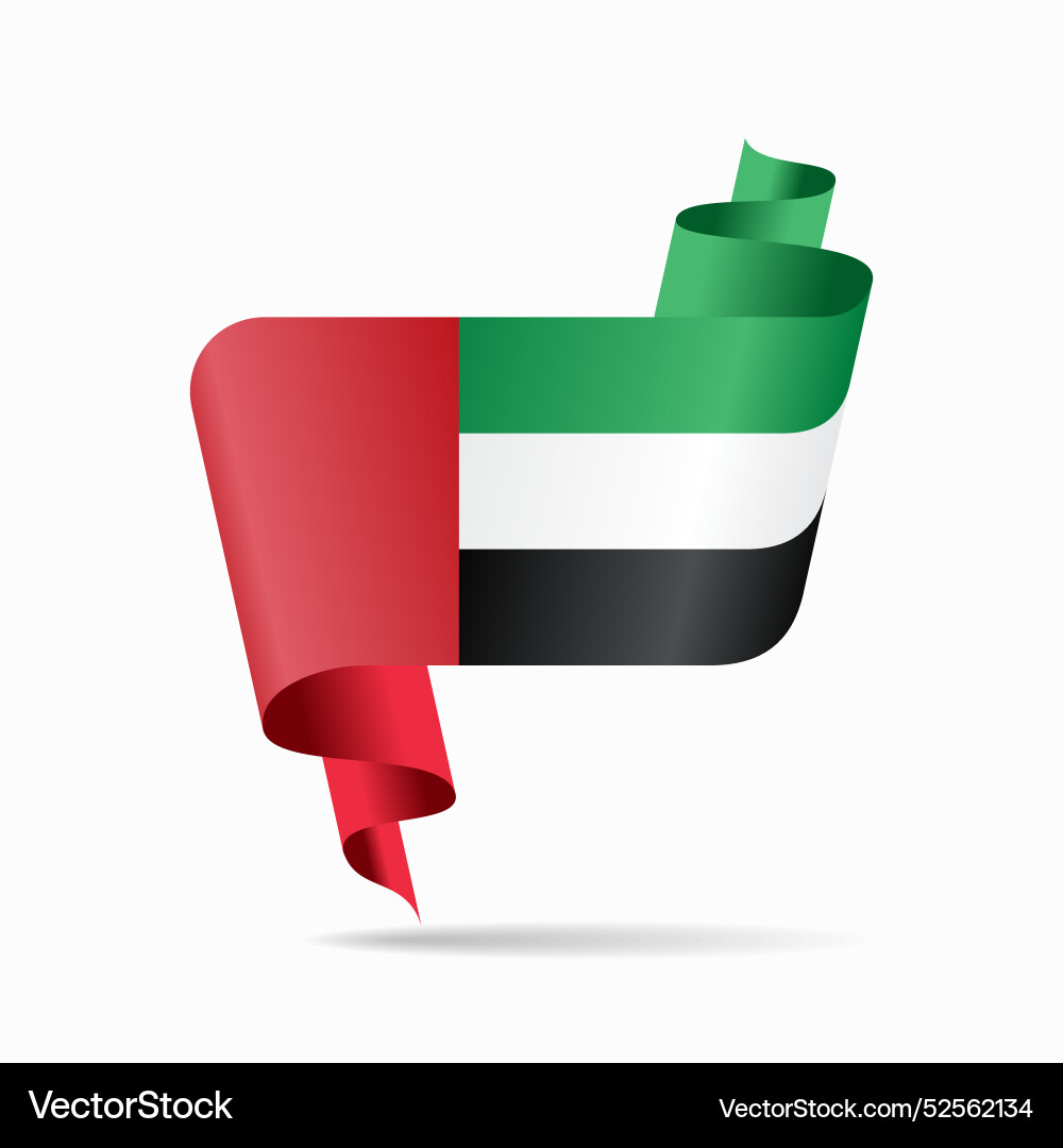 United arab emirates flag wavy ribbon background Vector Image