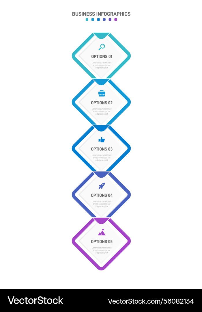 Vertical progress bar featuring 5 arrow-shaped Vector Image