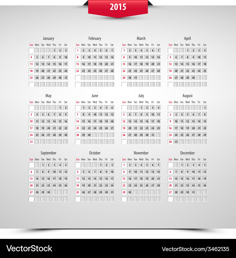 2015 calendar Royalty Free Vector Image - VectorStock
