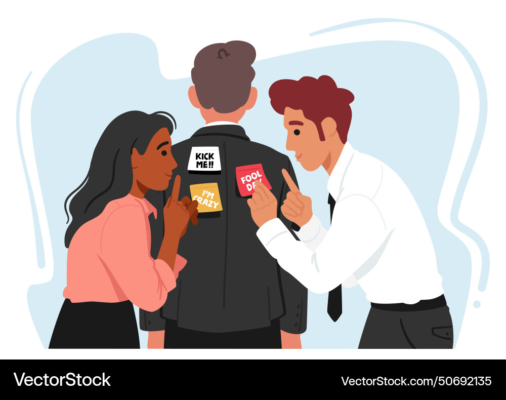 April fools day colleagues characters stealthily Vector Image