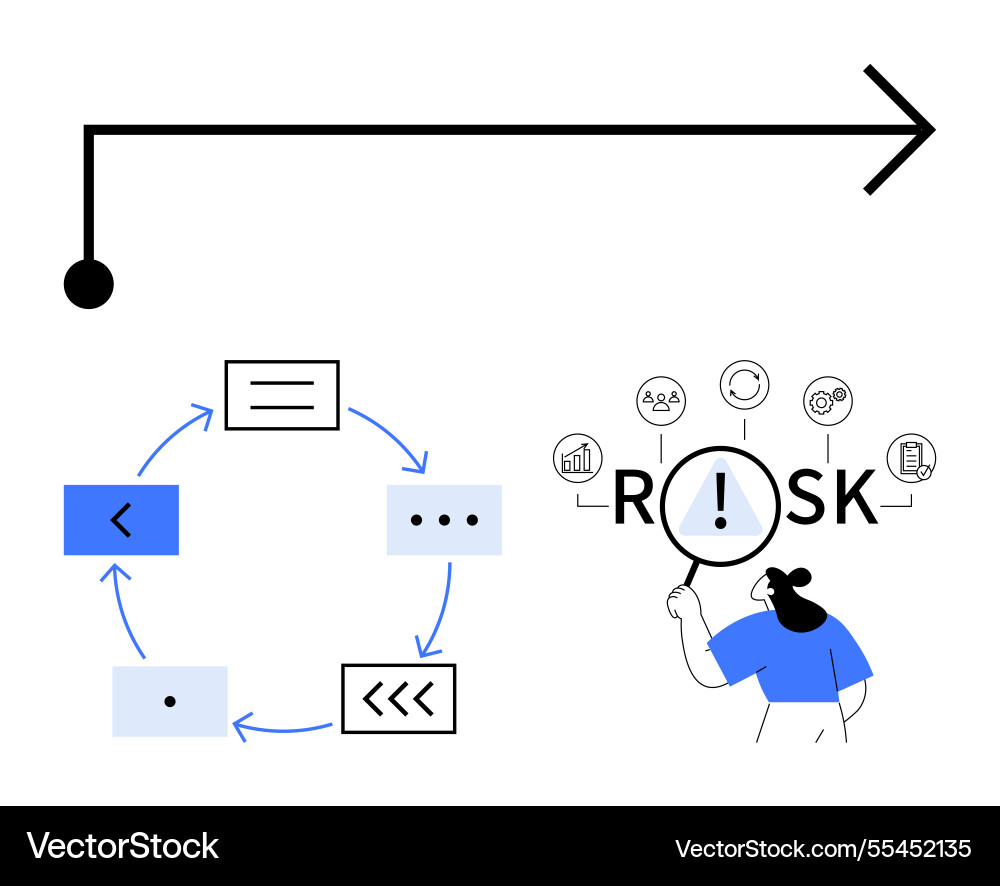 Arrow progression risk analysis and process Vector Image
