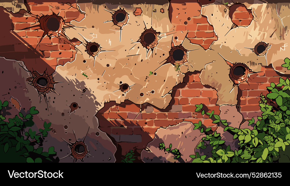 Brick wall bullet holes brickwall with bullets Vector Image