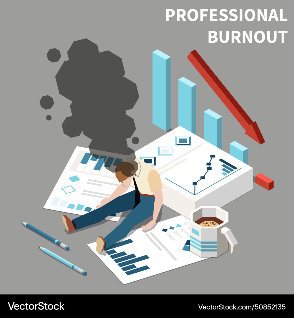 Burnout syndrome isometric Royalty Free Vector Image