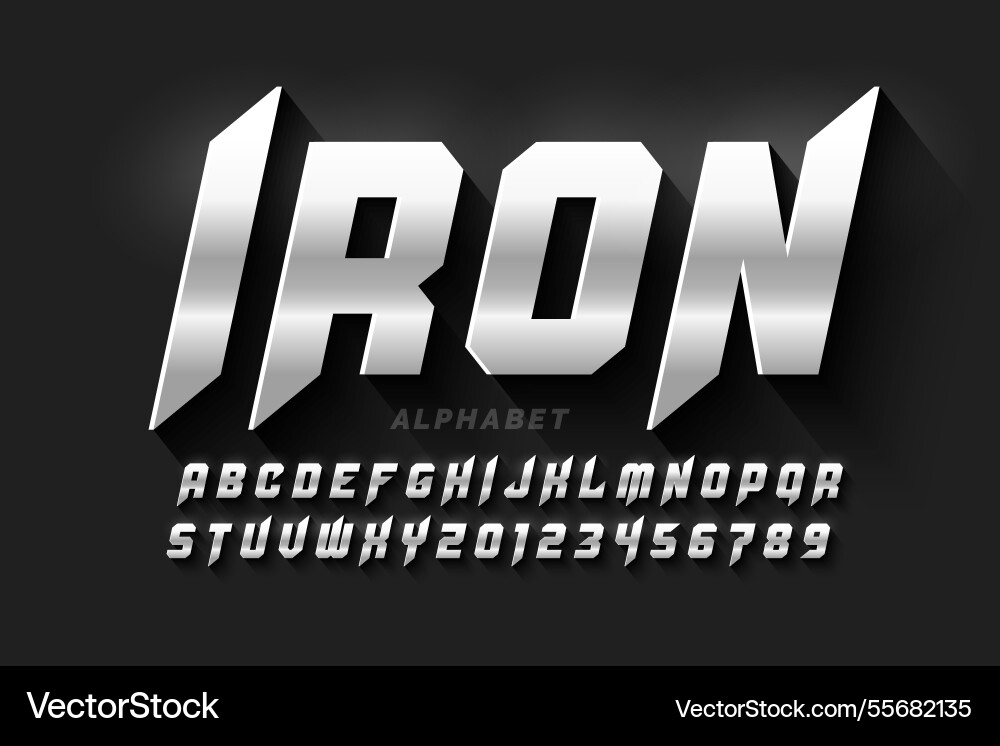 Chrome Font - Metallic Alphabet Royalty Free Vector Image