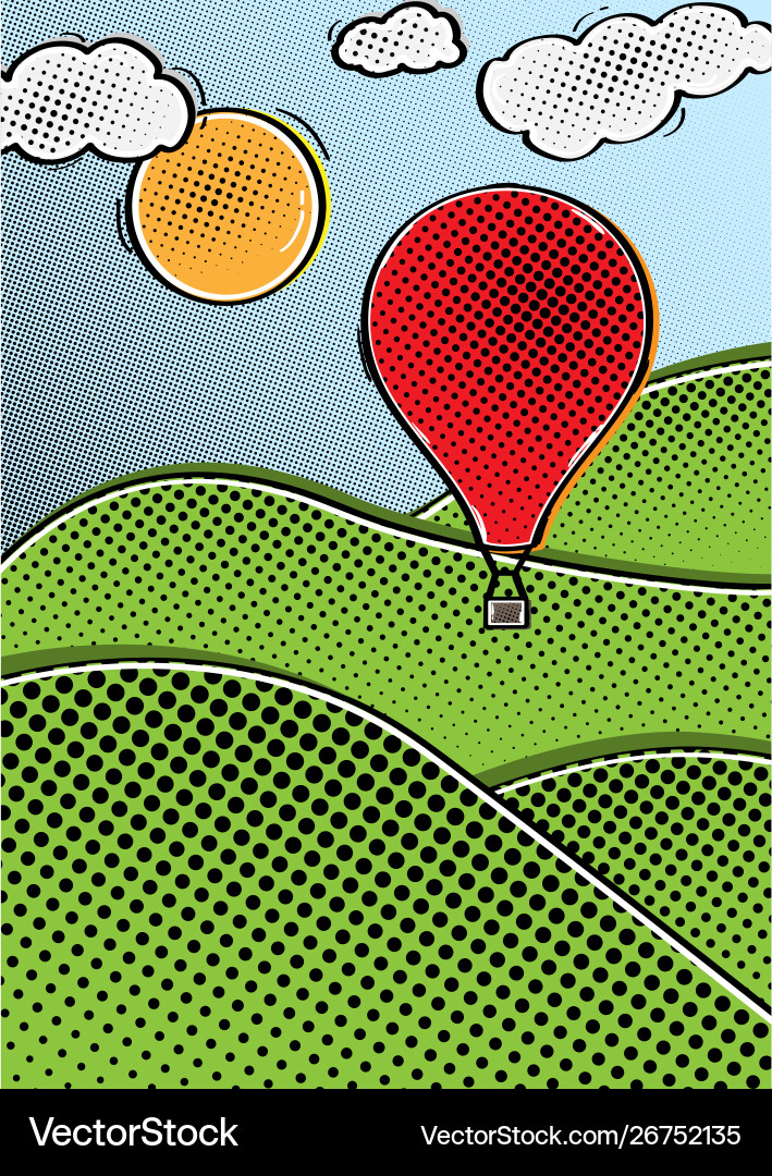 Comic hot air balloon Royalty Free Vector Image