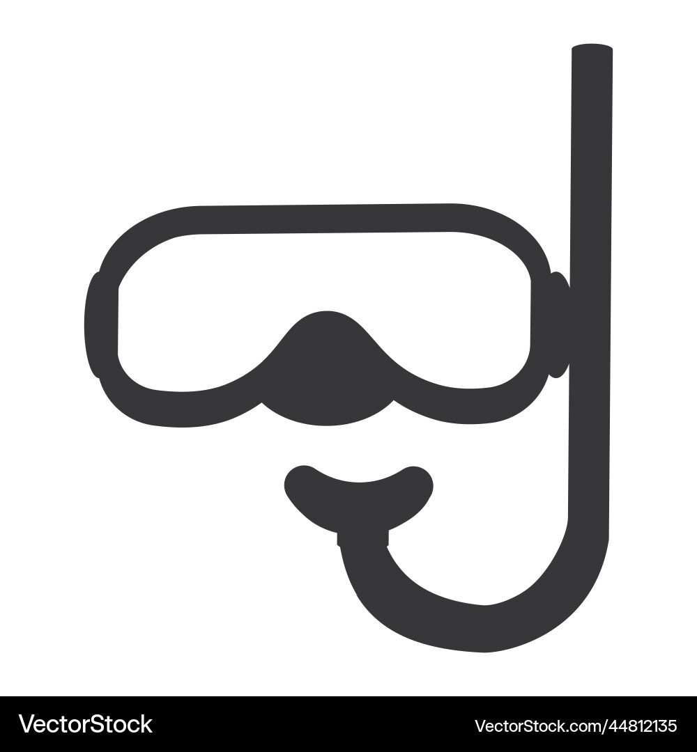 Diving mask with snorkel outline silhouette Vector Image
