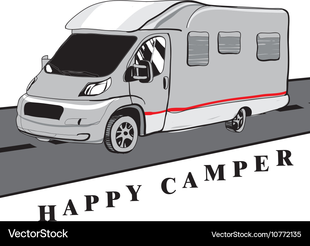 Doodle Camper Vans & Motorhomes Royalty Free Vector
