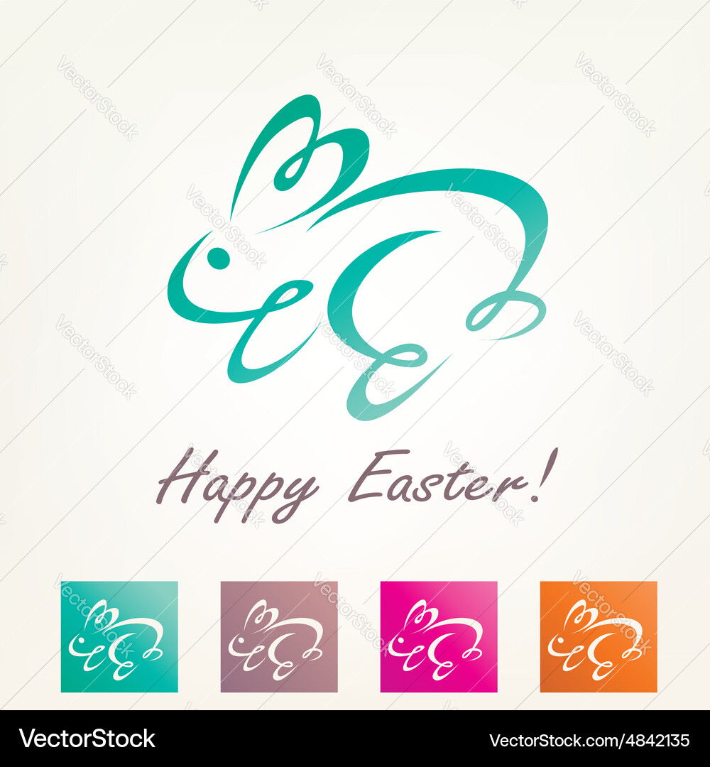 Elegant Easter Bunny Outline Royalty Free Vector Image
