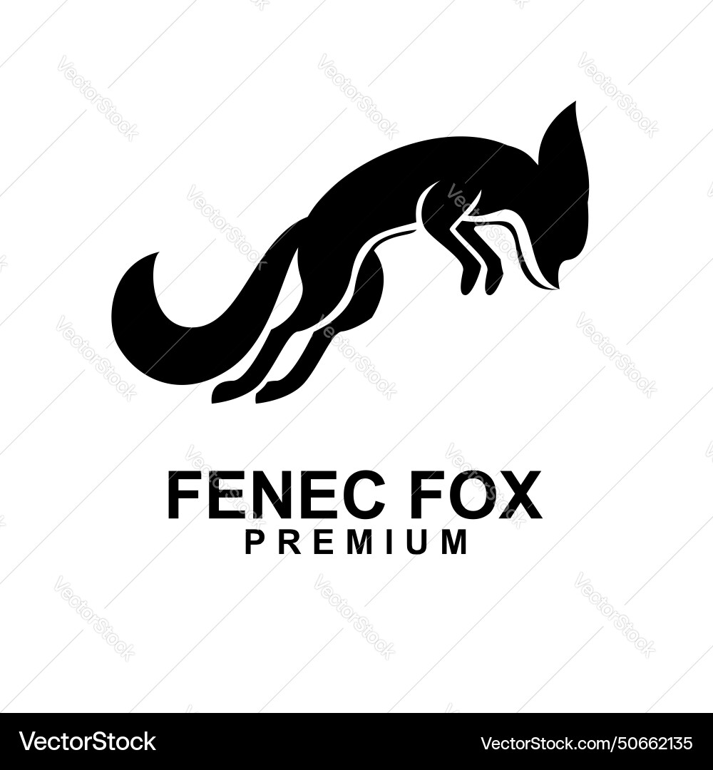 Fennec fox logo icon design negative black white Vector Image