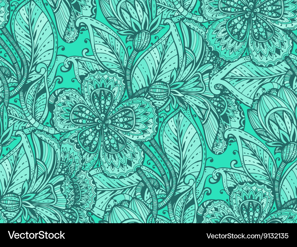 Floral Hand Drawn Pattern Royalty Free Vector Image