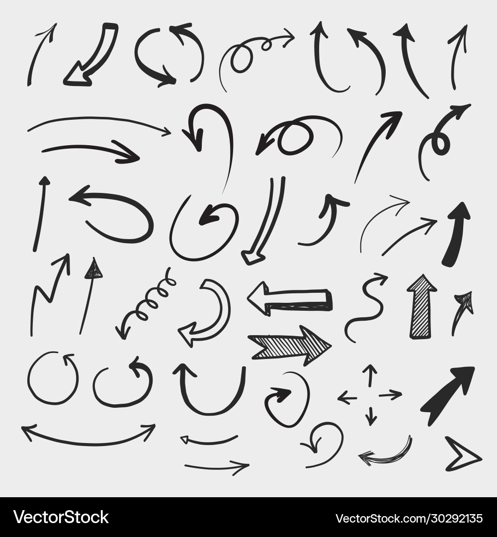 Hand Drawn Doodle Arrows Royalty Free Vector Image