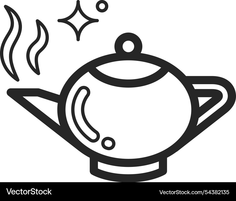 Hot teapot line icon herbal tea drink Royalty Free Vector