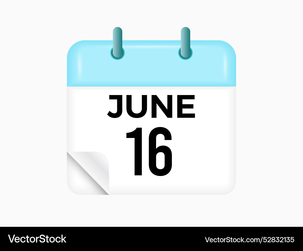 June 16 - calendar and time planner daily Vector Image