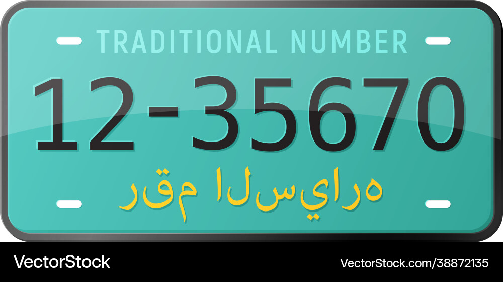 Realistic registration plate Royalty Free Vector Image