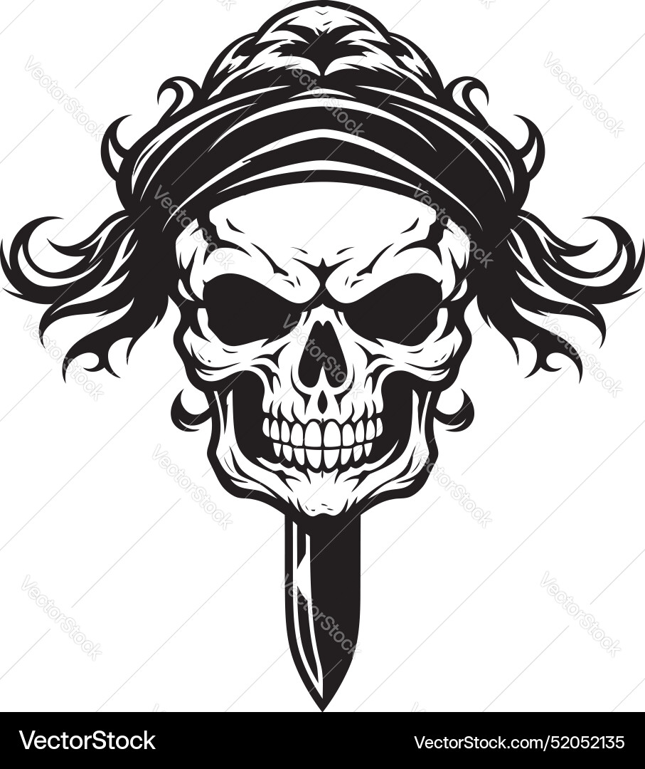 Skull and dagger crest swashbucklers insignia Vector Image