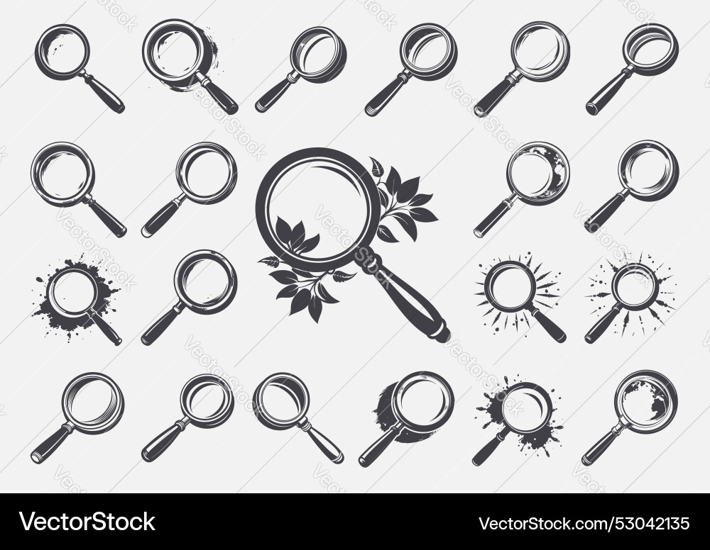 Vintage magnifying glasses different shapes Vector Image