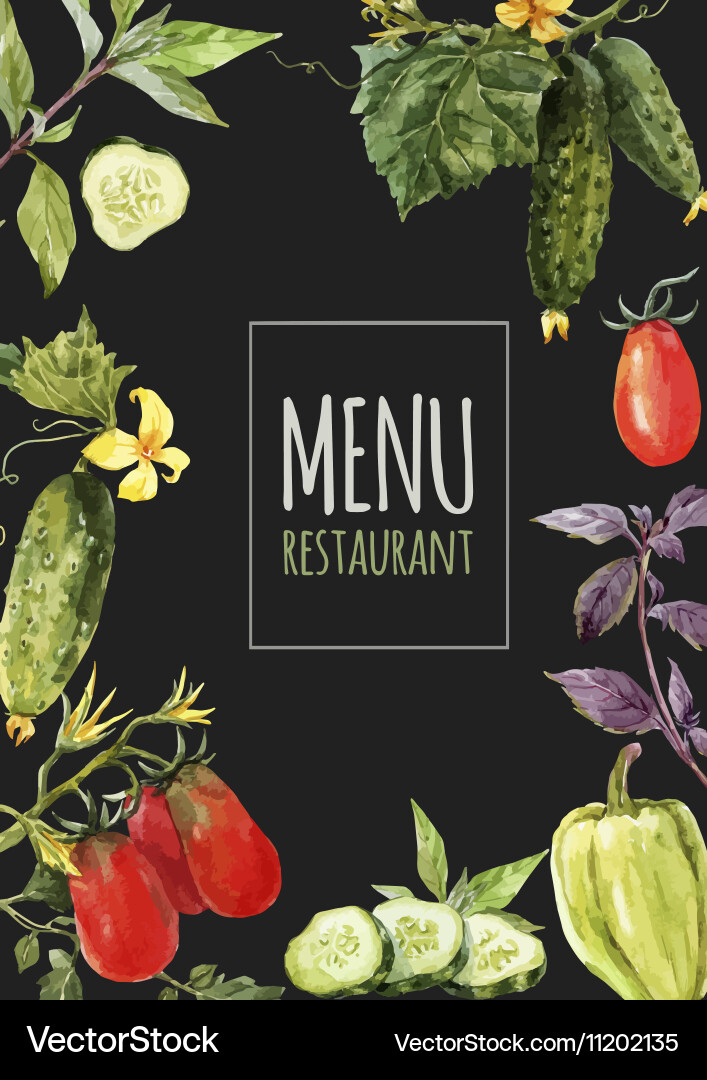 Watercolor menu template Royalty Free Vector Image