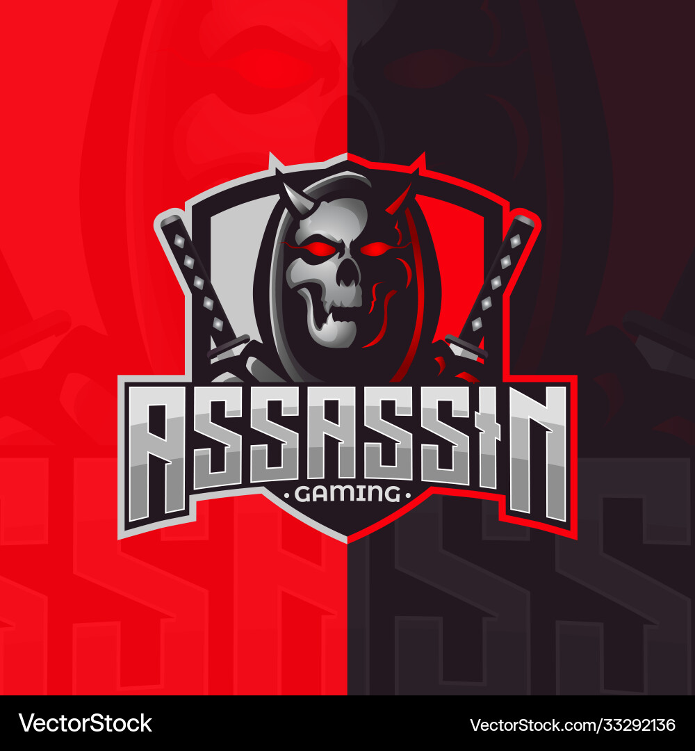 Assassin reaper samurai skull mascot gaming logo e