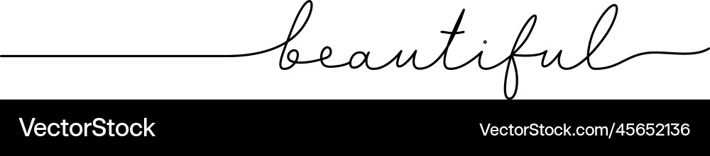 Beautiful word - continuous one line Royalty Free Vector