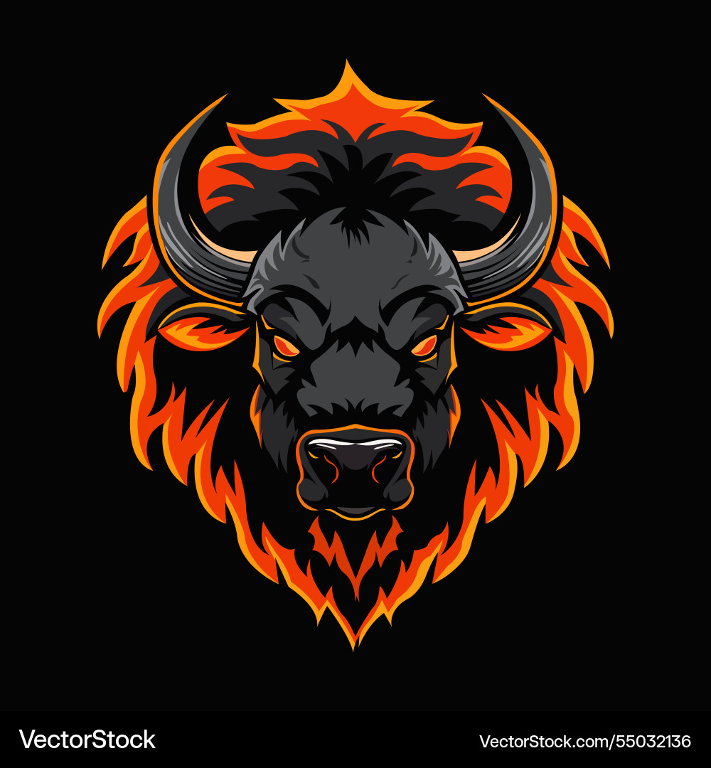Bison head sports mascot logo Royalty Free Vector Image