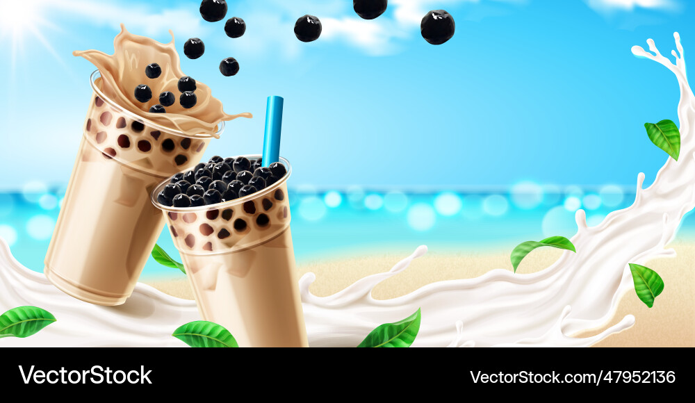 Bubble milk tea ads Royalty Free Vector Image - VectorStock