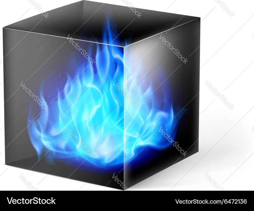 Cube with fire flames Royalty Free Vector Image