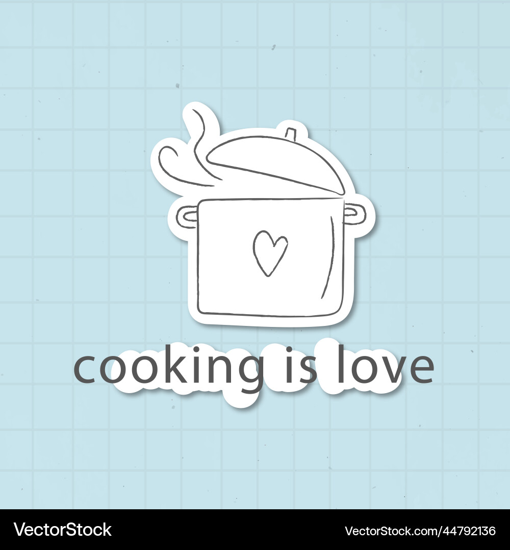 Doodle cooking pot sticker Royalty Free Vector Image