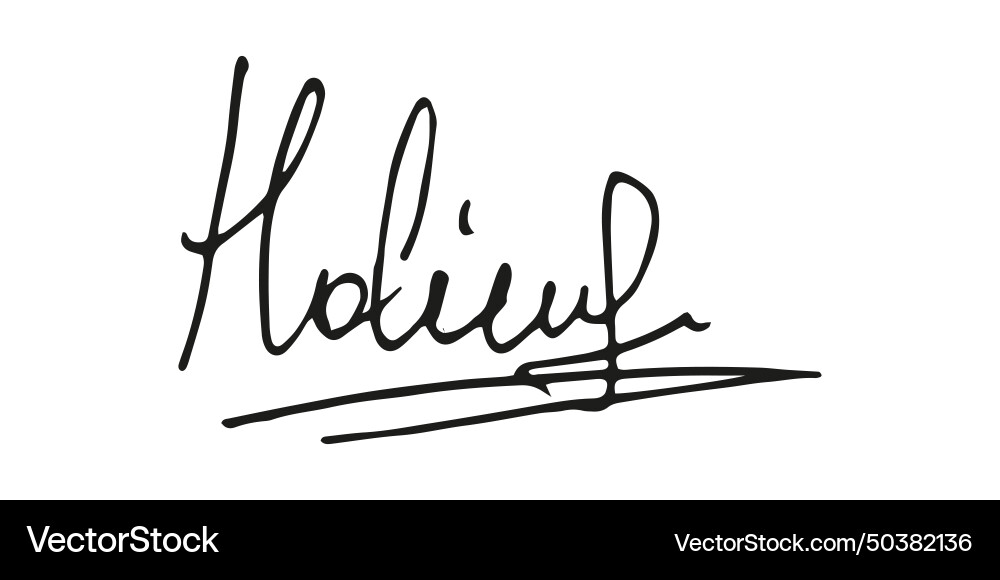 Fake signature hand drawn sample own autograph Vector Image