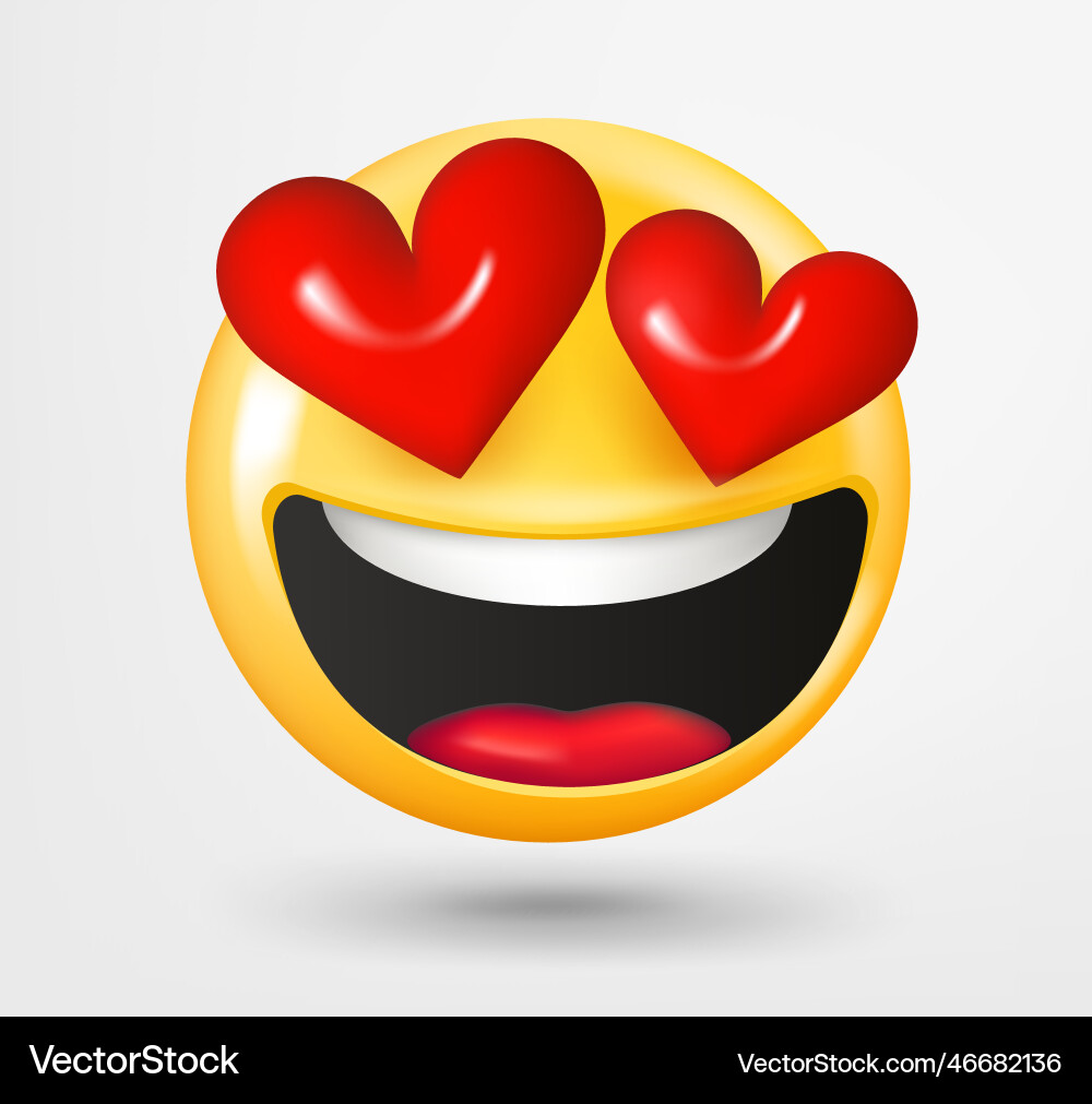 Falling in love emoticon 3d emoji isoliert Vektorbild