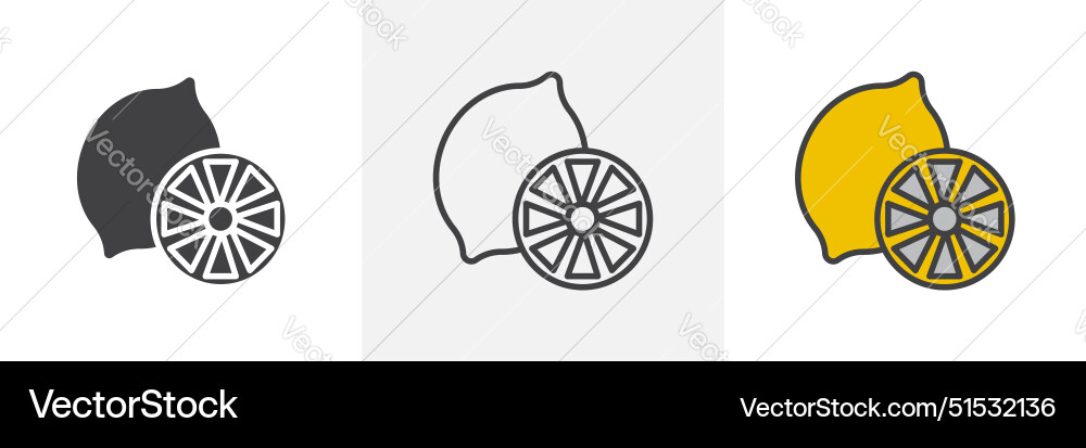 Lemon icon set simple lemonade symbol fresh Vector Image