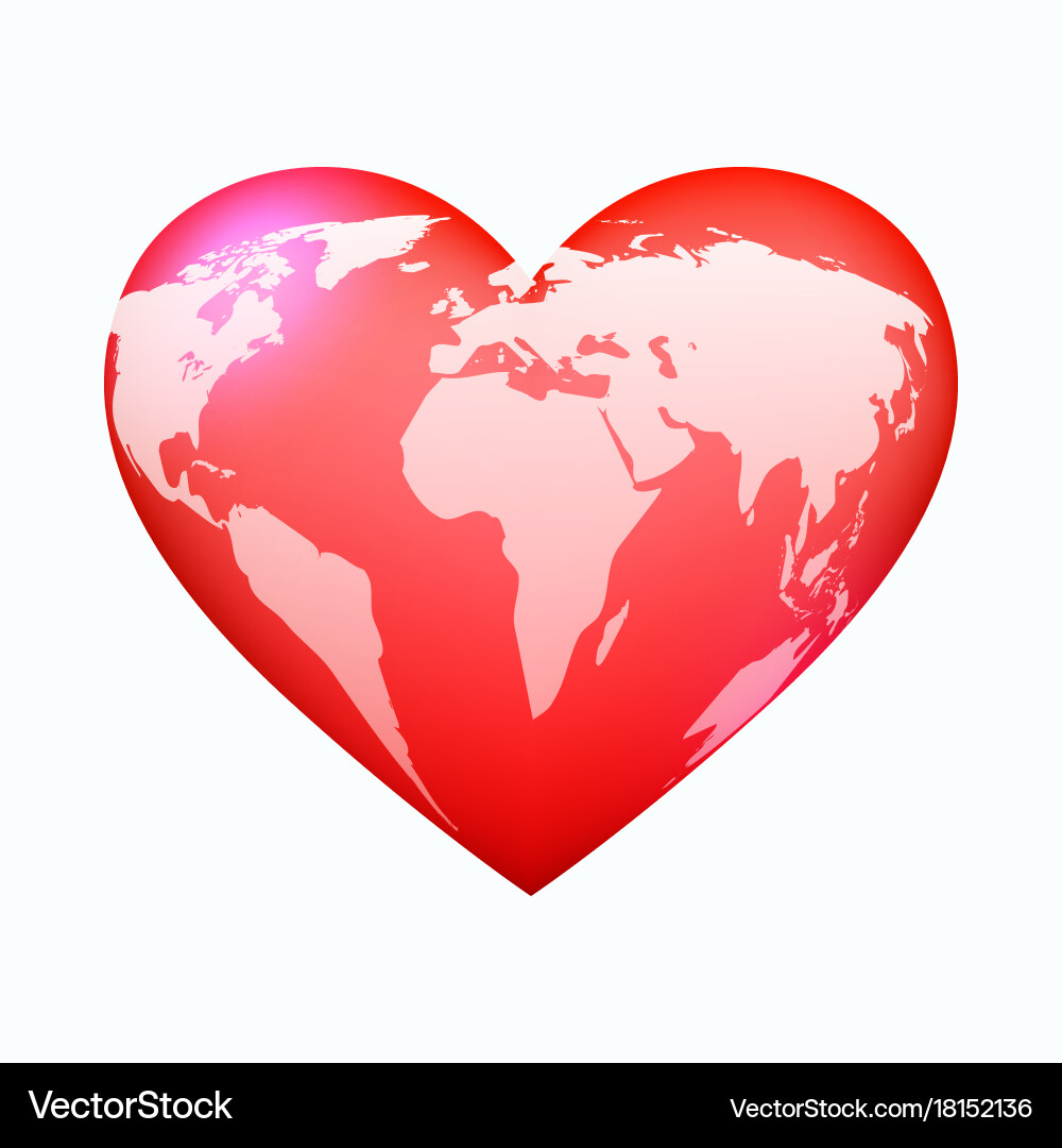 Red world heart Royalty Free Vector Image - VectorStock