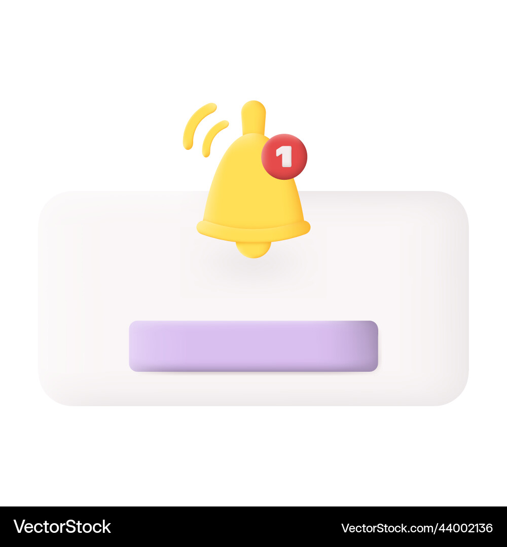 Reminder notification bell 3d icon on white Vector Image