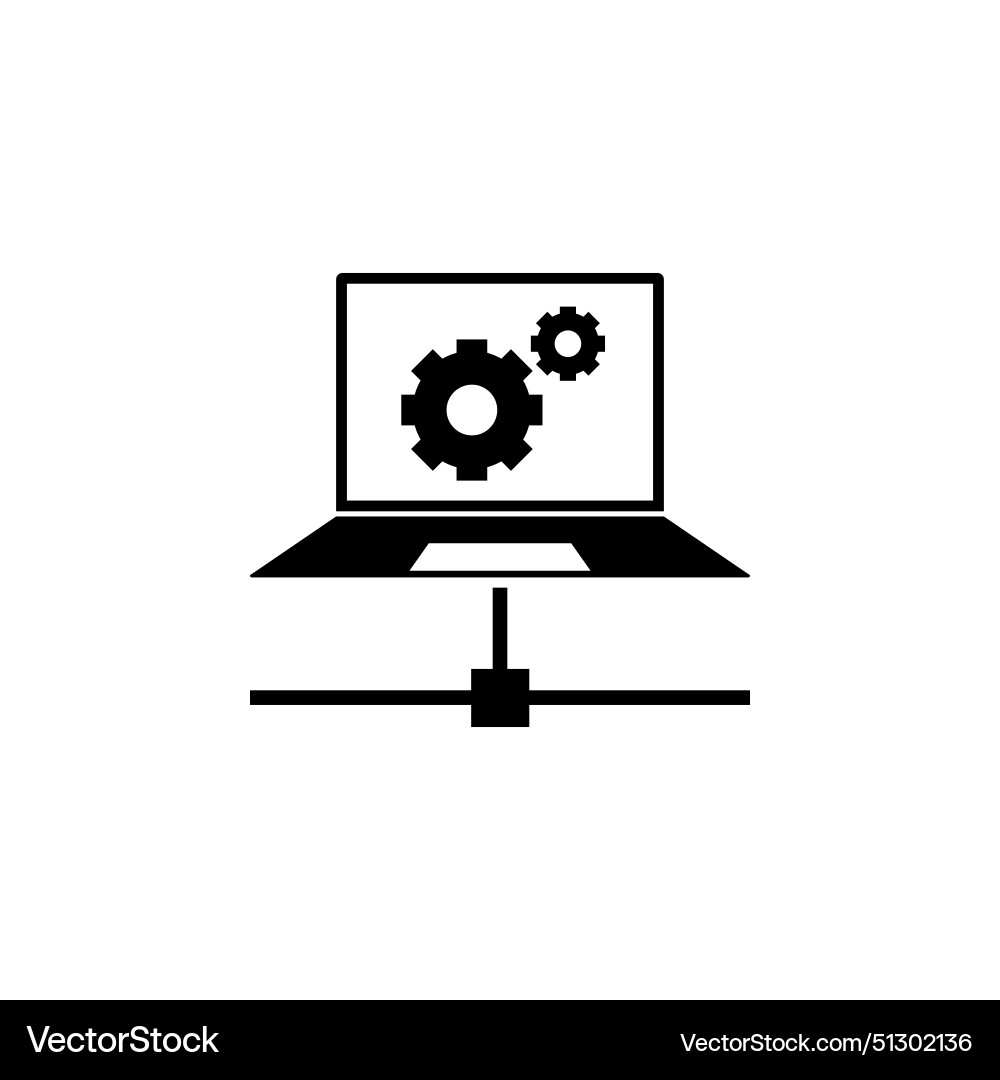 Remote configuration settings laptop flat icon Vector Image Remote configuration settings laptop flat icon Vector Image