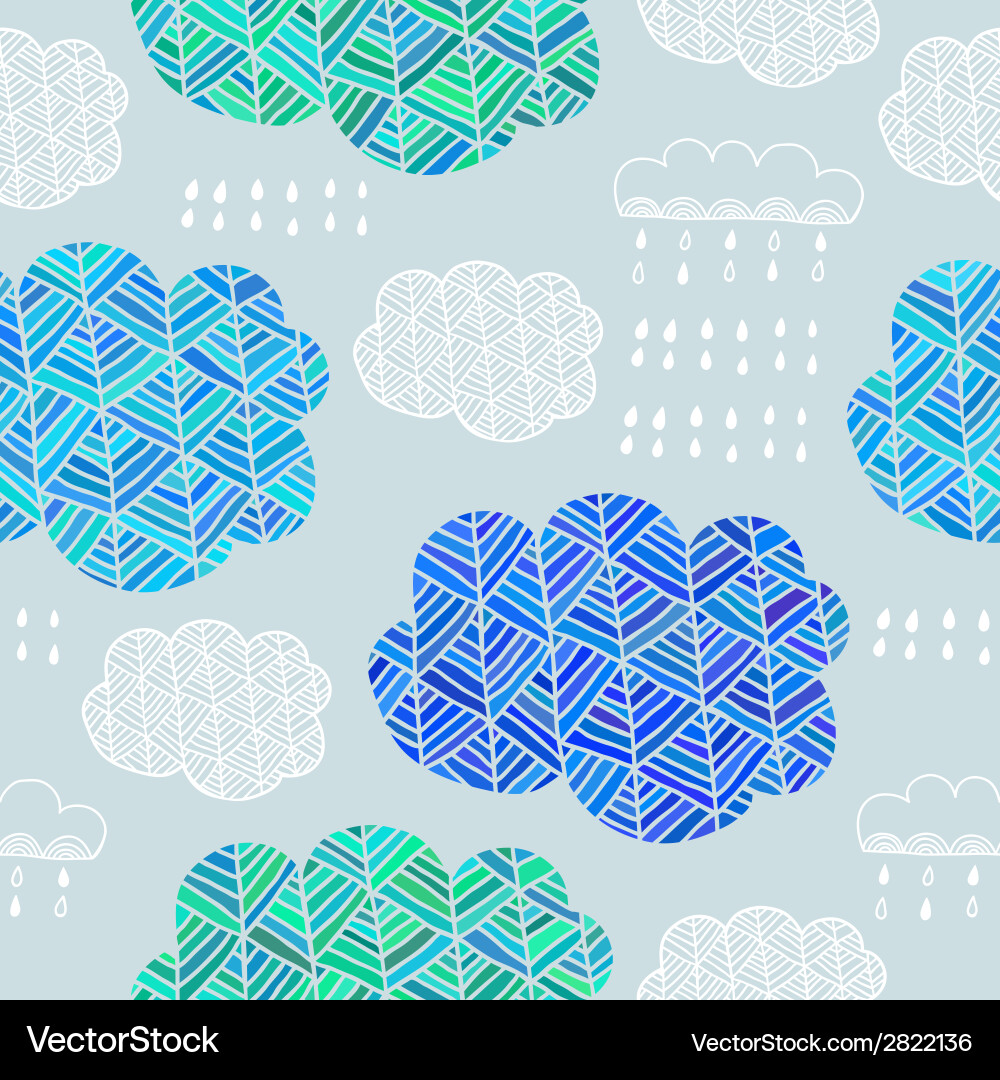 Seamless pattern of hand drawn doodle clouds Vector Image