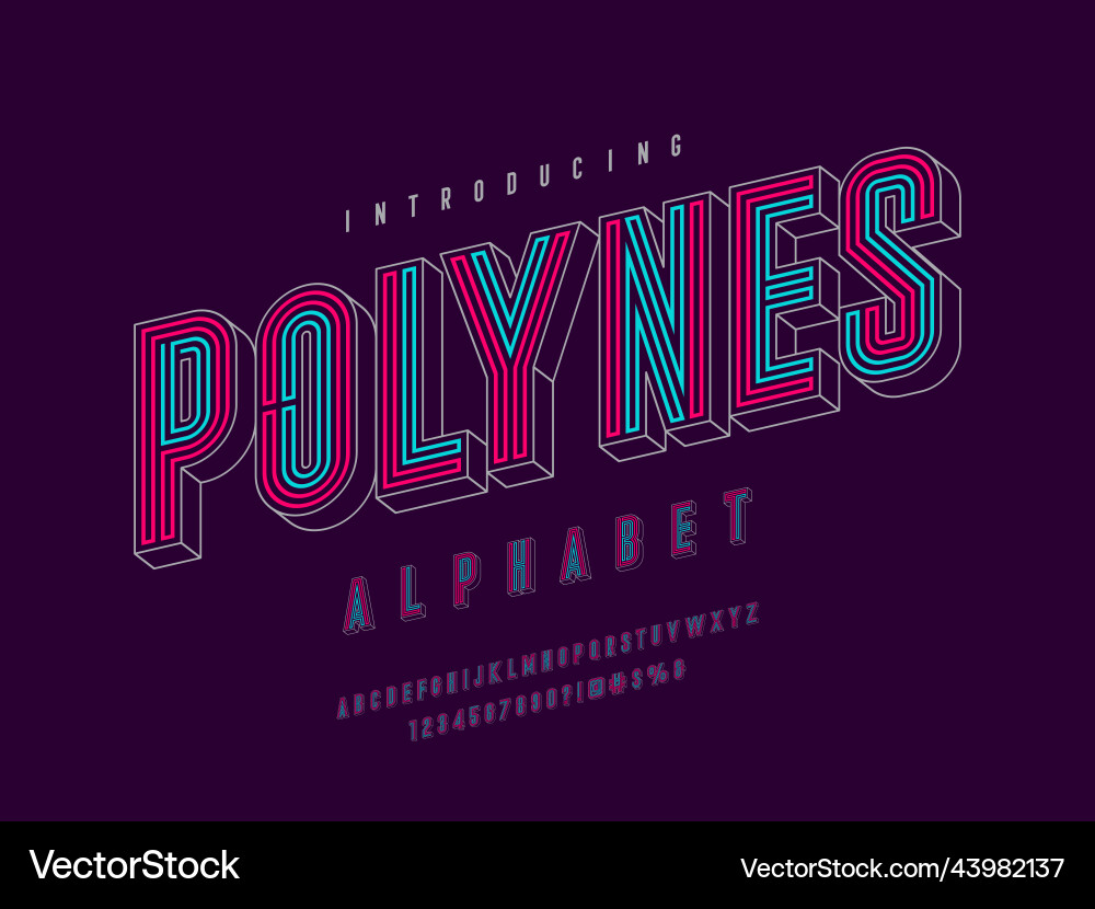 Colorful outline font Royalty Free Vector Image