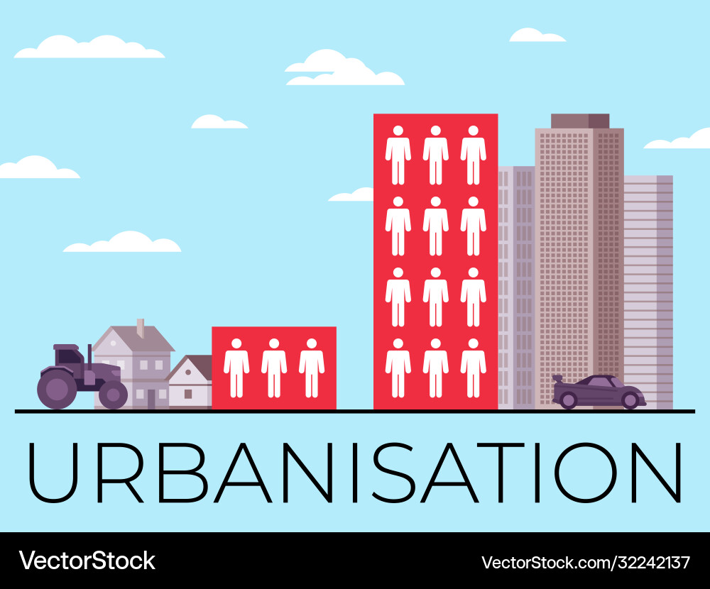 Demonstrating urbanization Royalty Free Vector Image