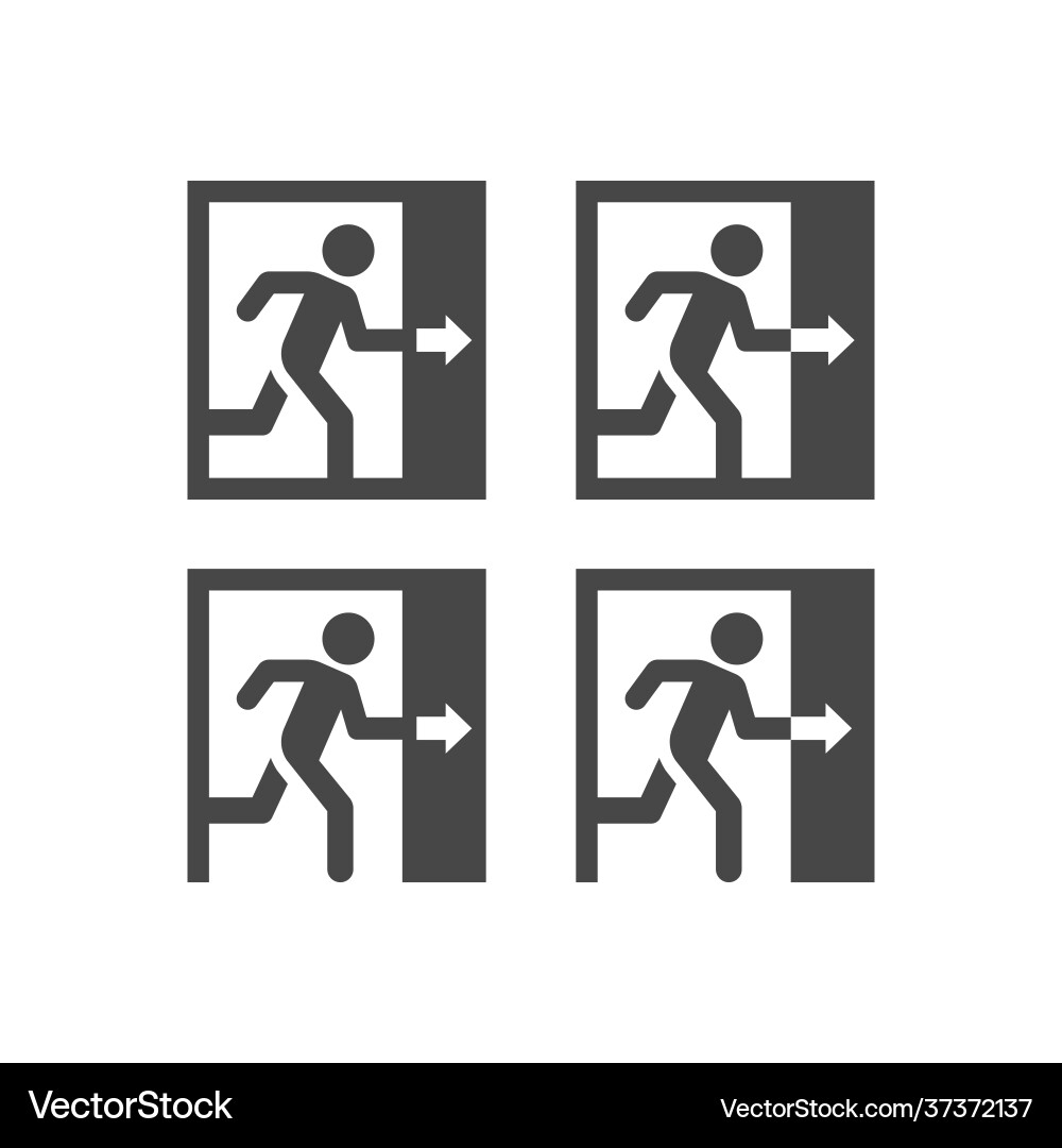 Exit door with man running sign Royalty Free Vector Image