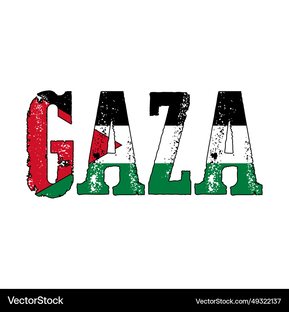 Gaza text palestine flag design concept Royalty Free Vector