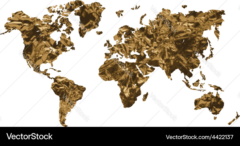 Golden world map Royalty Free Vector Image - VectorStock